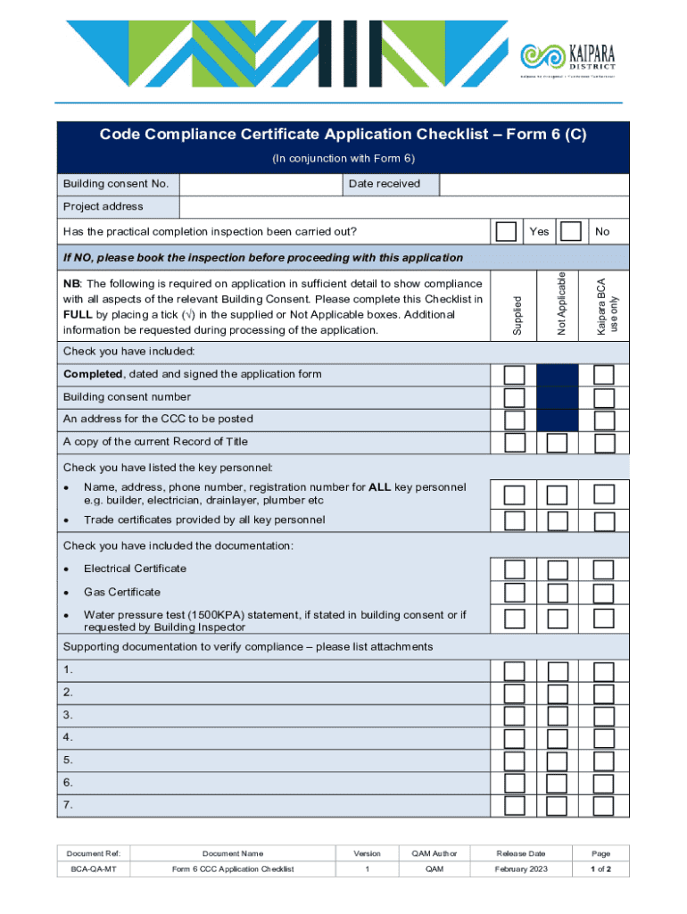 Fillable Online Code Compliance Certificate Application Checklist Fax Email Print - pdfFiller