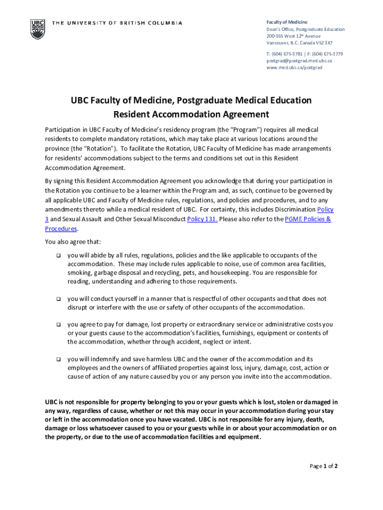 Fillable Online Postgraduate Education - UBC Department of Medicine Fax ...