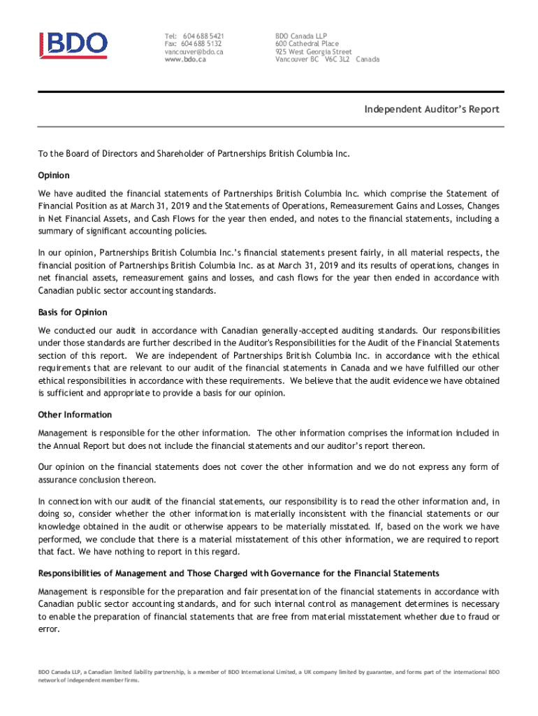 Fillable Online Consolidated Financial Statements of British Columbia ...