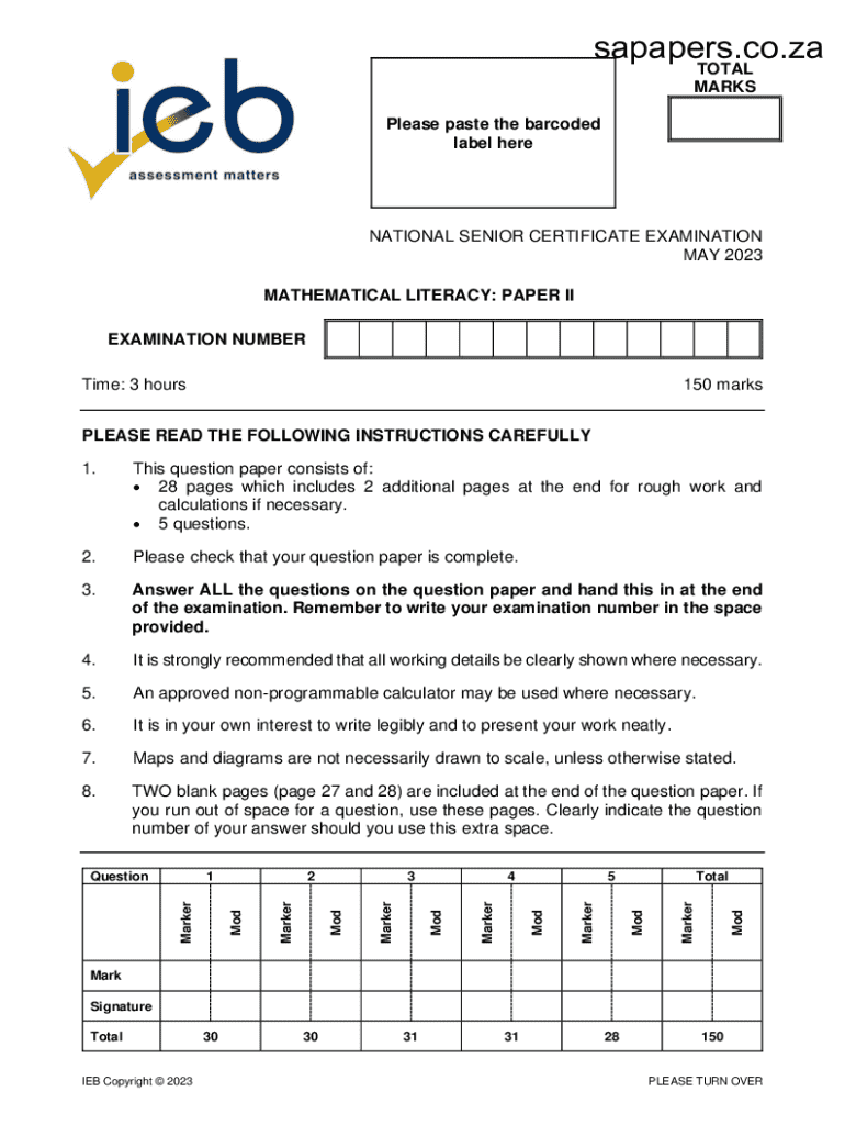 Fillable Online Mathematical Literacy Grade 12 Past Papers Fax Email ...