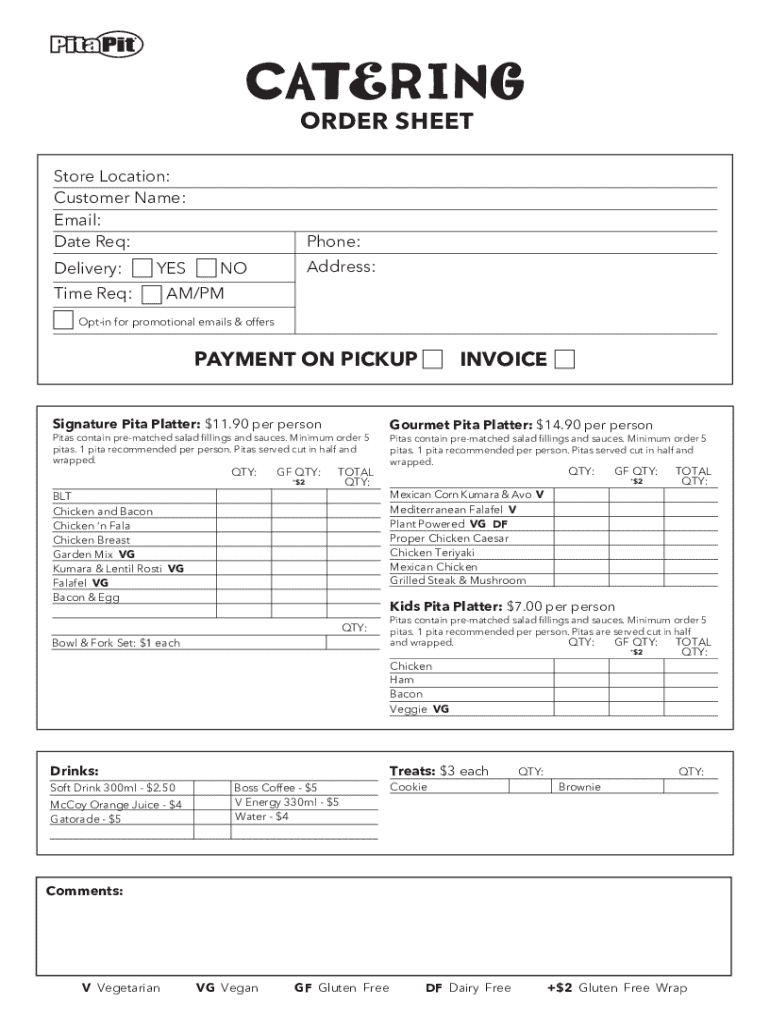 Fillable Online Party Platter Order Form - On The Go Fax Email Print ...