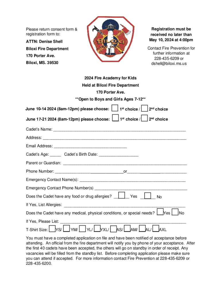 Fillable Online Fire Prevention registration form Fax Email Print ...