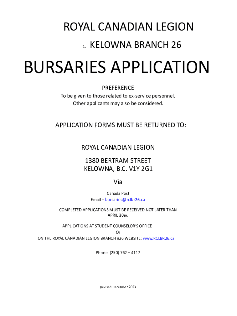 Fillable Online BURSARIES APPLICATION Fax Email Print - pdfFiller