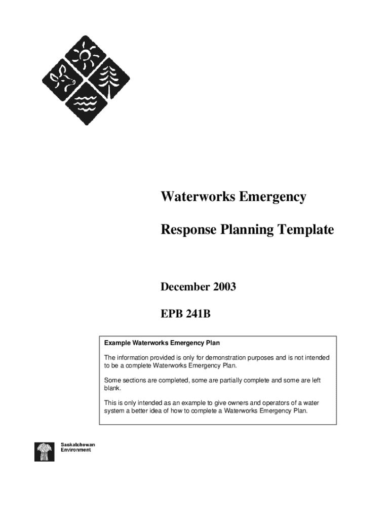 Fillable Online EPB 241B - Waterworks Emergency Response Planning ...
