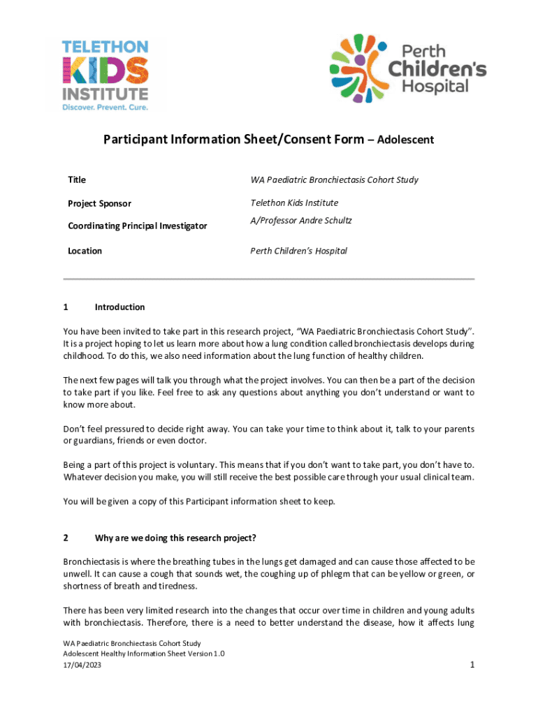 Fillable Online Participant Information Sheet/Consent Form Adolescent Fax Email Print - pdfFiller
