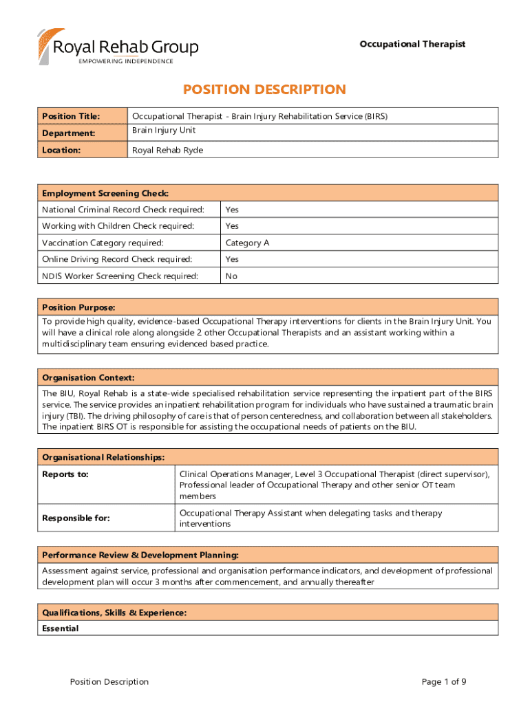 Fillable Online Occupational therapy scope of practice in the ...