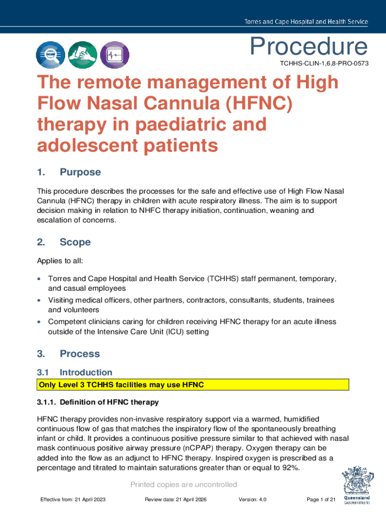 Fillable Online The remote management of high flow nasal cannula ...