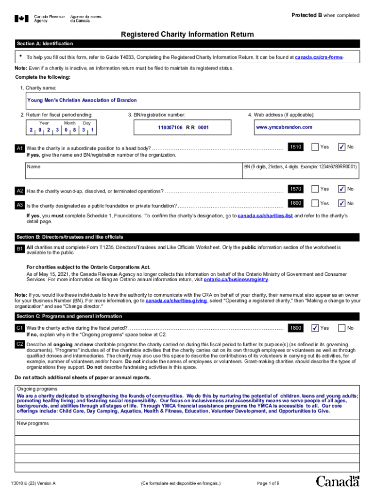 Fillable Online Canada T3010 E 2024 - Fill and Sign Printable Template ... Fax Email Print ...