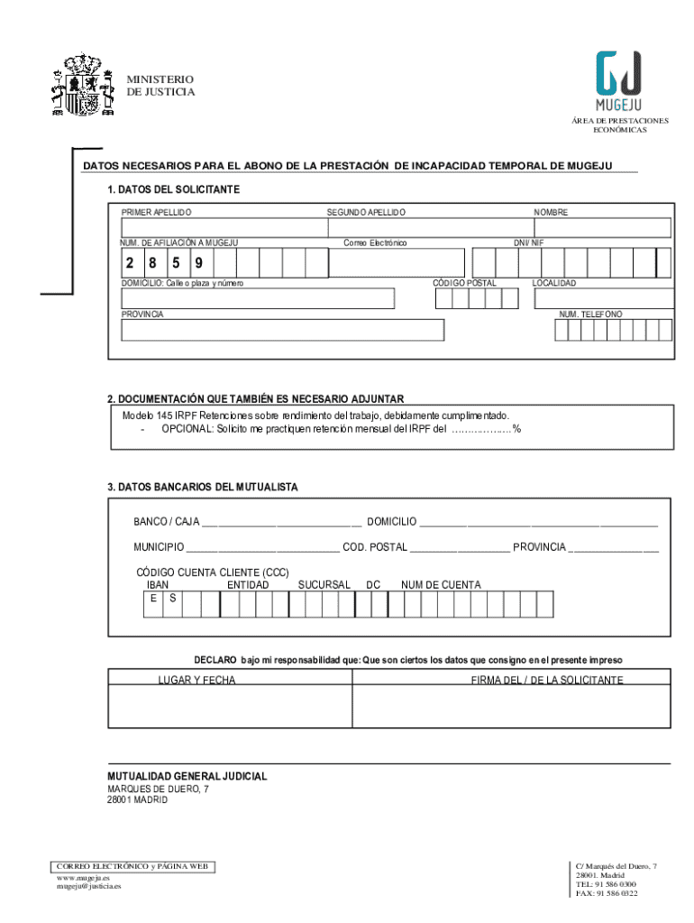 Rellenable en línea Parte Mdico para las situaciones de Incapacidad Temporal Fax Email Imprimir ...