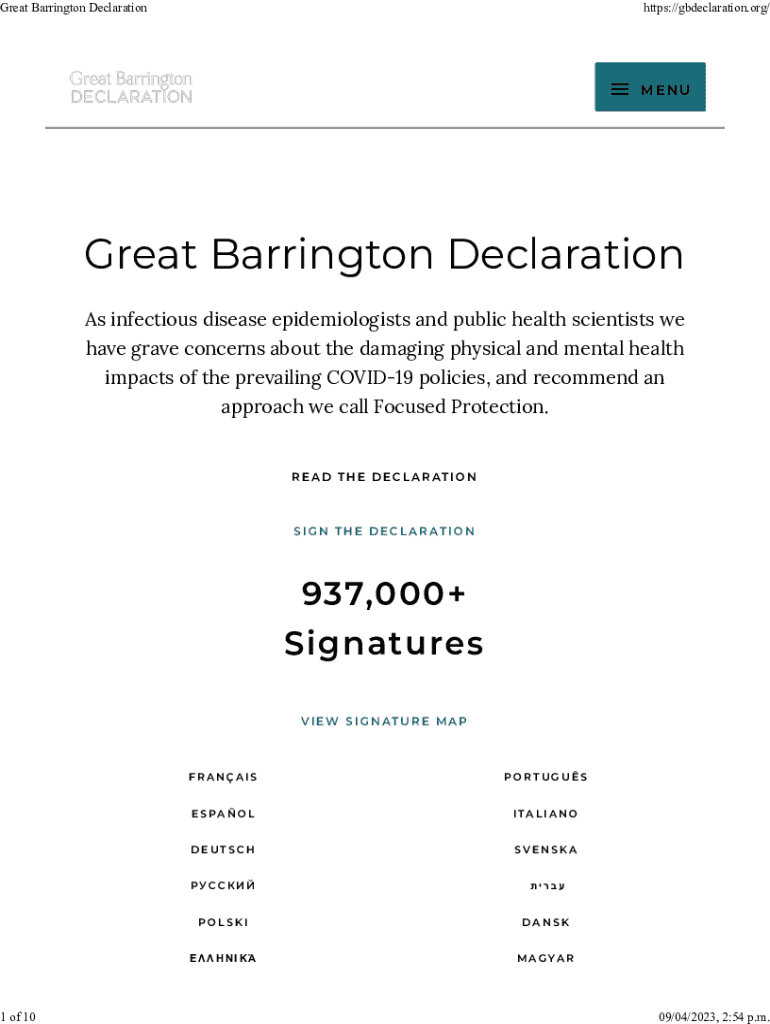Fillable Online Letter - the Great Barrington DeclarationRichard Drax Fax Email Print - pdfFiller