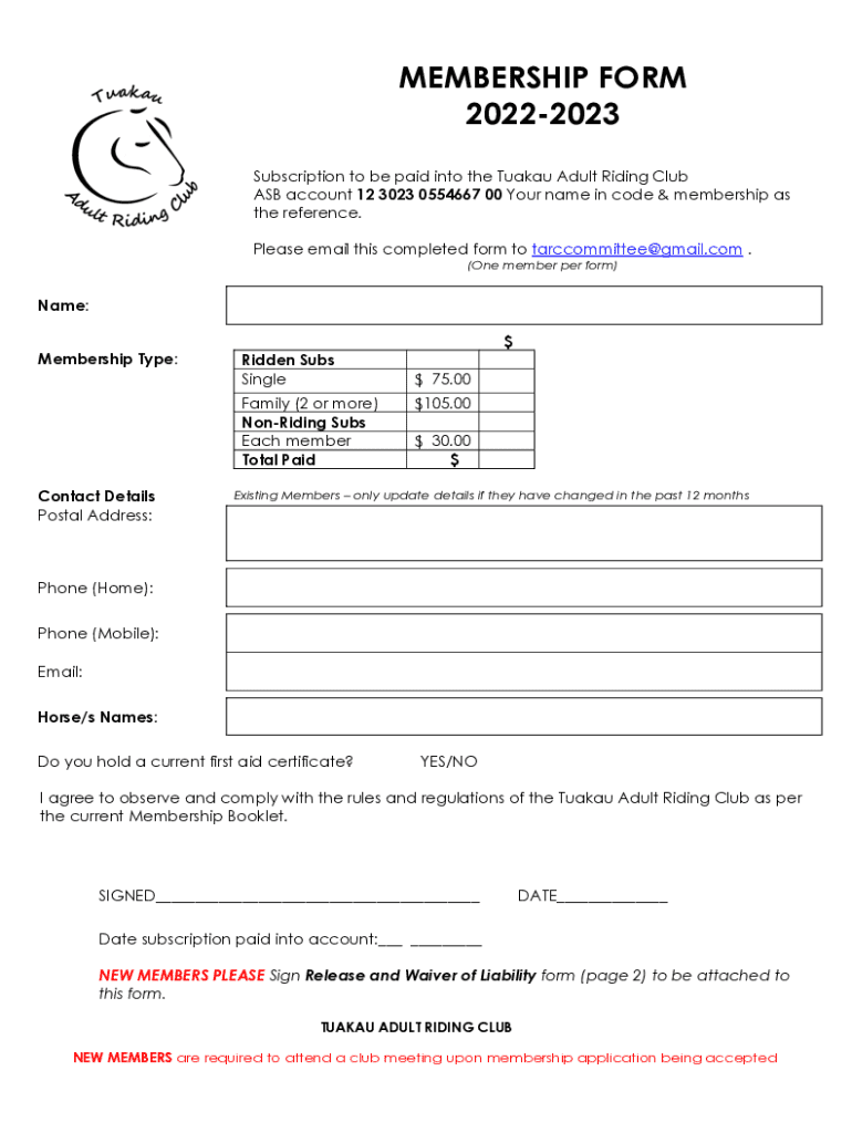Fillable Online 2022-23 Membership form TEMPLATE.docx Fax Email Print ...