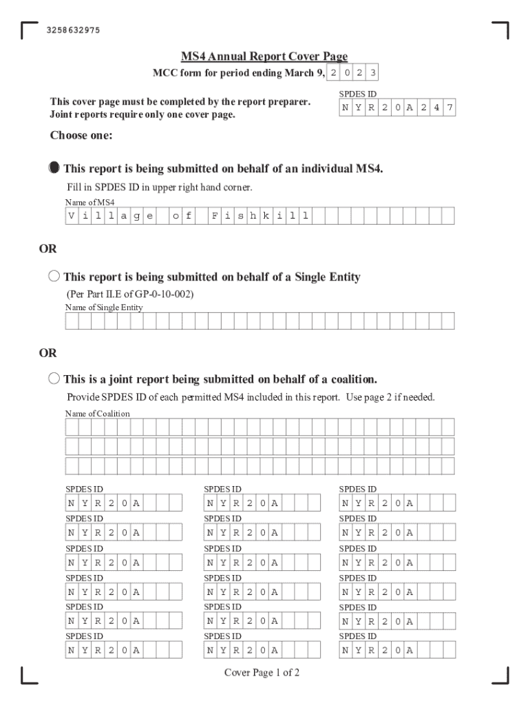 Fillable Online Fillable Online MS4 Annual Report Forms - Town of ...