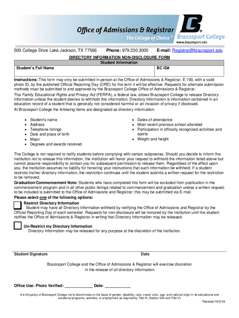 Fillable Online AEL Directory Information Non-Disclosure Form Fax Email ...