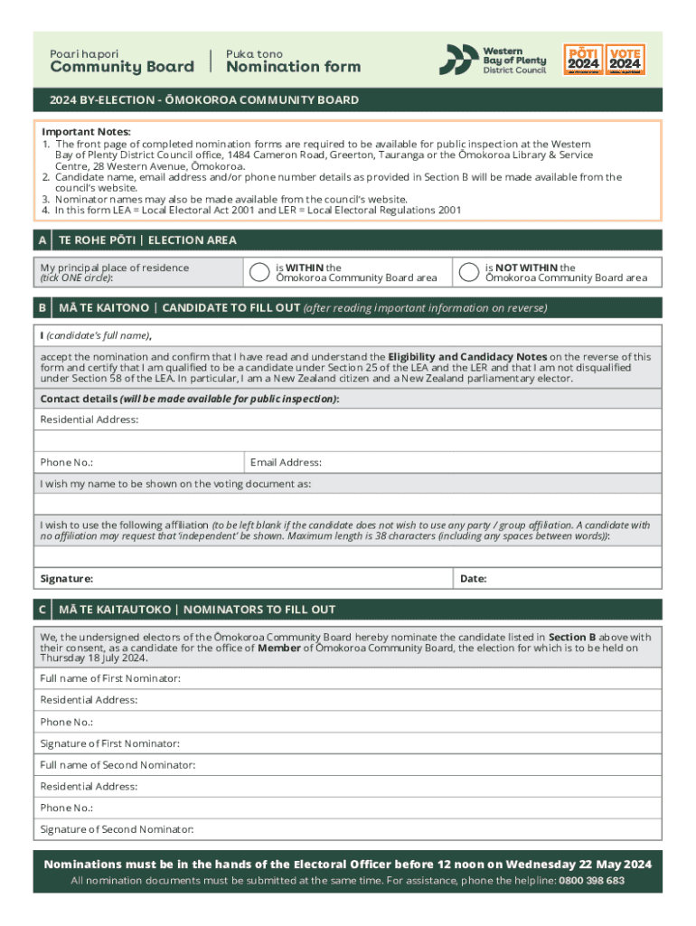 Fillable Online Community Board Nomination form Fax Email Print - pdfFiller