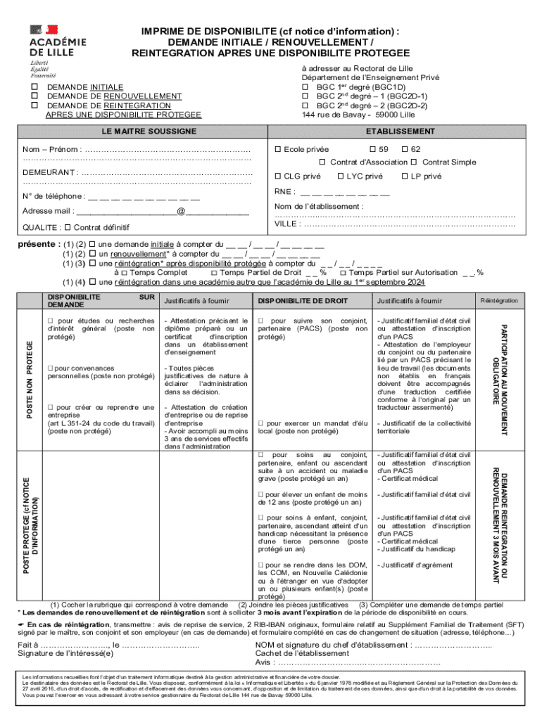 Remplissable en ligne Modle de lettre de demande de mise en disponibilit d\'un ... Fax Email ...