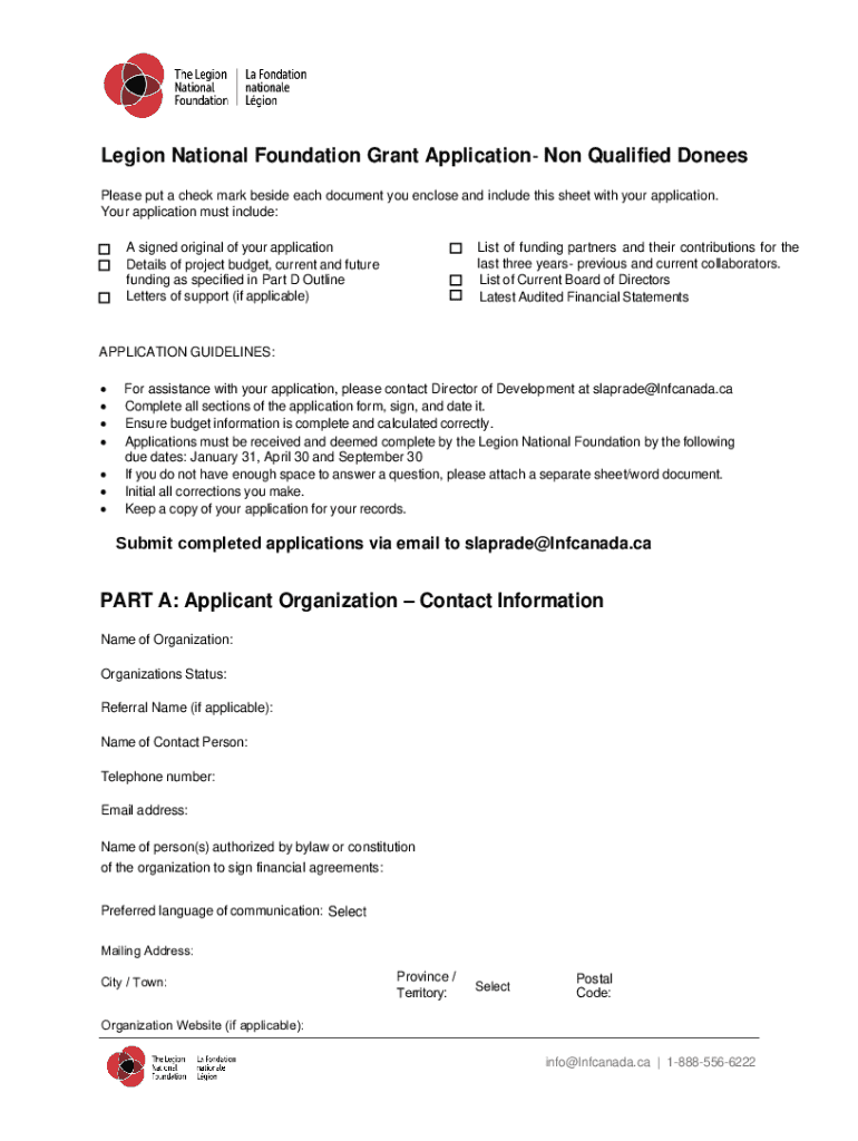 Fillable Online Legion National Foundation Grant Application- Non Qualified Donees Fax Email ...