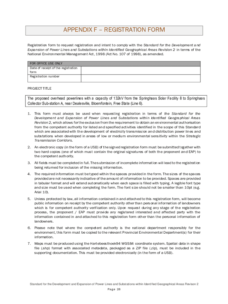 Fillable Online APPENDIX F REGISTRATION FORM Fax Email Print - pdfFiller