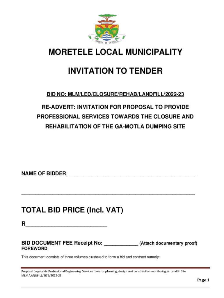 Fillable Online Moretele Local Municipality Tender Bulletin - Page 2 of ...