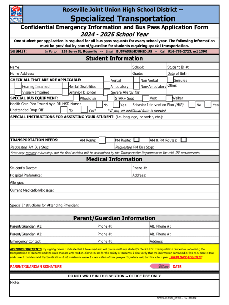 Fillable Online 23-24 Specialized Transportation Application - English ...