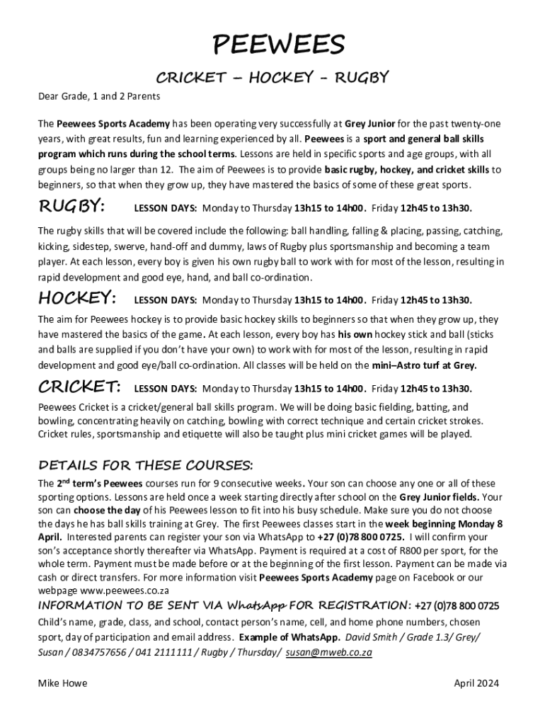 Fillable Online PRIORY HOCKEY GRADE R APPLICATION FORM Fax Email Print ...