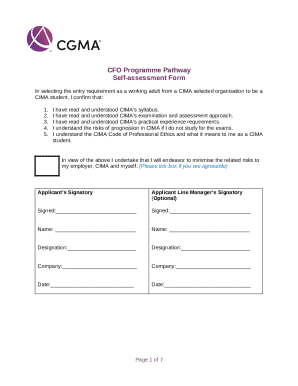 CFO Programme Pathway Self-assessment Doc Template | pdfFiller