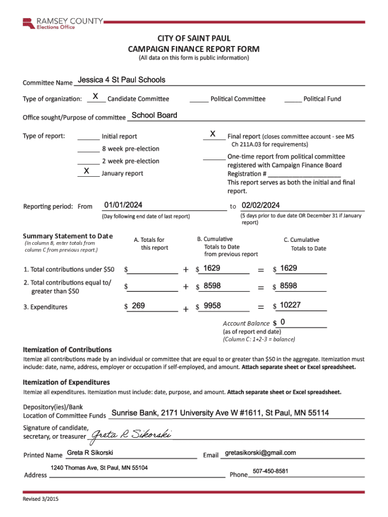 Fillable Online City of St Paul report form 2017-fillable final report.pdf Fax Email Print ...