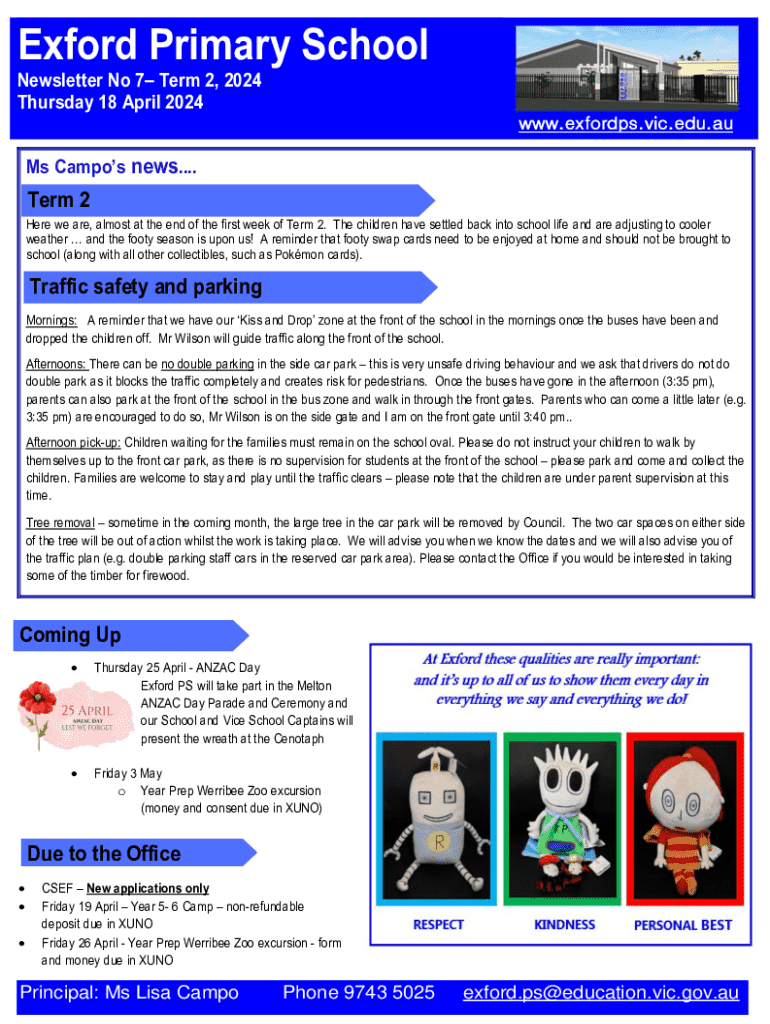Fillable Online Exford Primary School principal Lisa Campo has ...