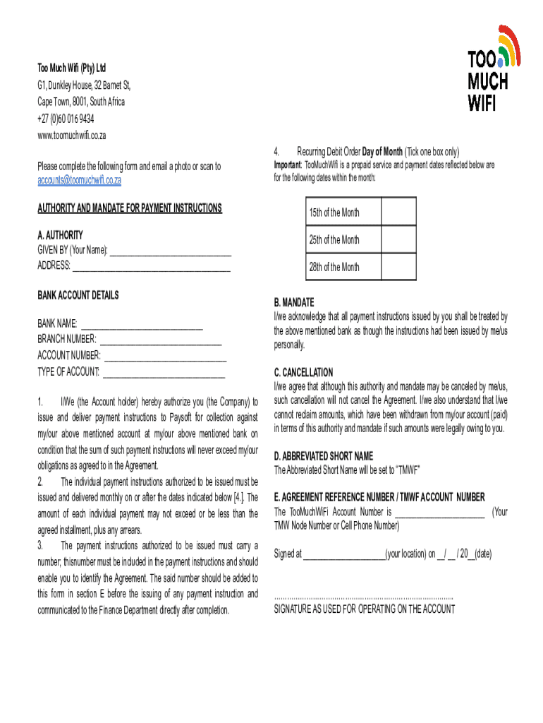 Fillable Online Too Much Wifi - Have you seen our Unlimited Packages ...