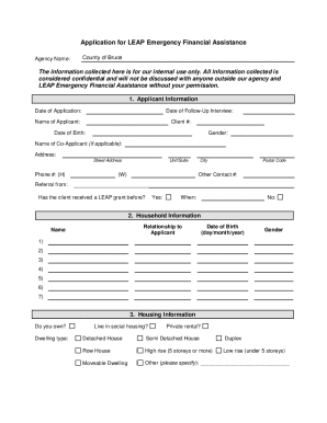 Fillable Online Leap Emergency Financial Assistance Application Form ...