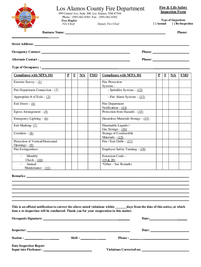 Fillable Online Engine Company Fire Inspection Form Fax Email Print ...