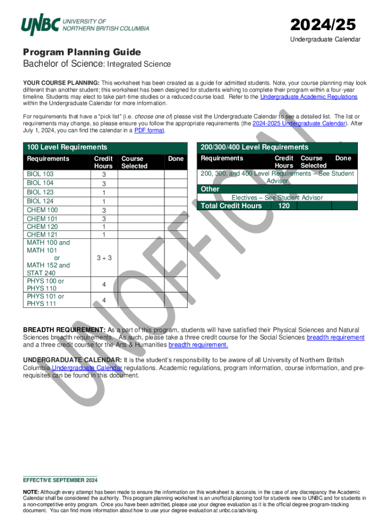 Fillable Online Academic Planning WorksheetUndergraduate Advising Fax Email Print - pdfFiller