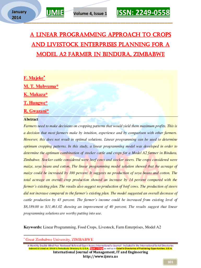 Fillable Online Linear Programming Approach Application In Agriculture