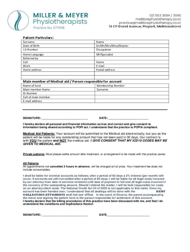 Fillable Online Main member of Medical aid / Person responsible for ...