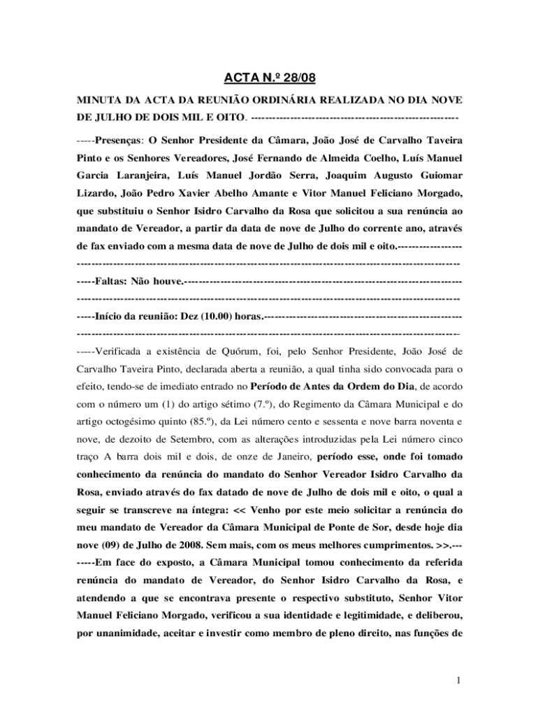 Fillable Online Acta 20 - Cmara Municipal de Borba Fax Email Print - pdfFiller