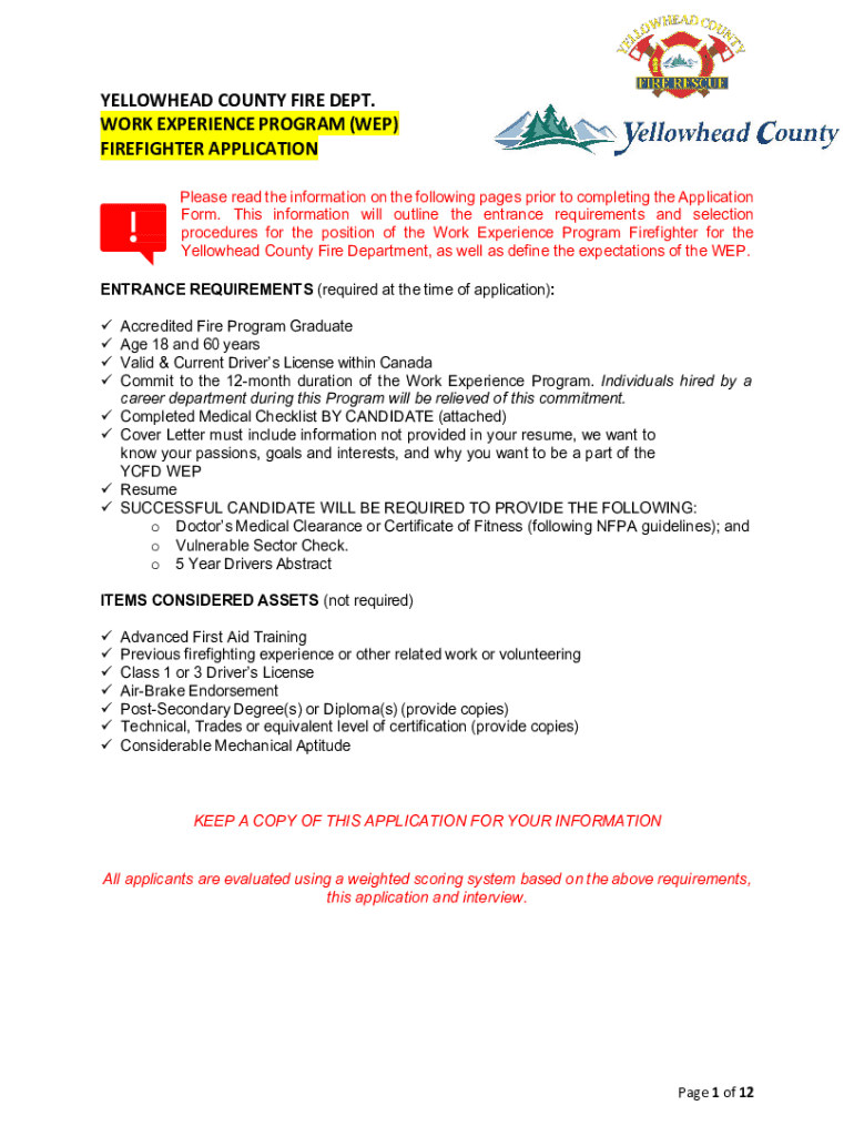 Fillable Online Inside the Yellowhead County fire department work ... Fax Email Print - pdfFiller