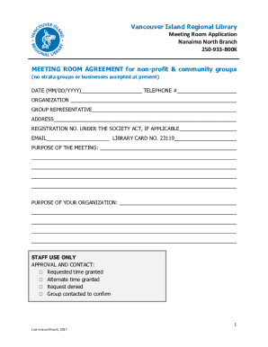 Fillable Online Meeting Room Application - Vancouver Island Regional ...