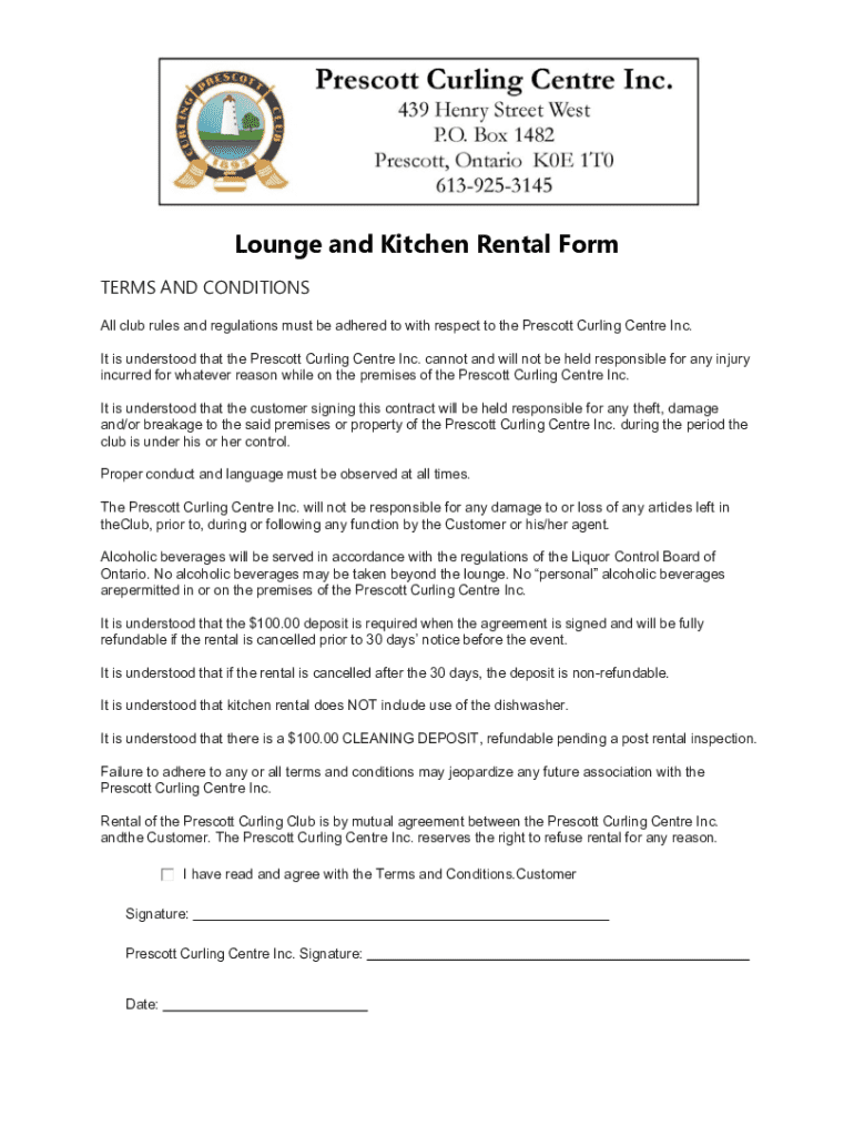 Fillable Online Kitchen Use Agreement - Fill Online, Printable ...