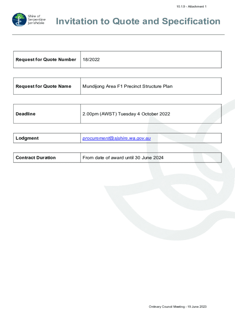 Fillable Online Invitation to Quote and Specification Fax Email Print ...