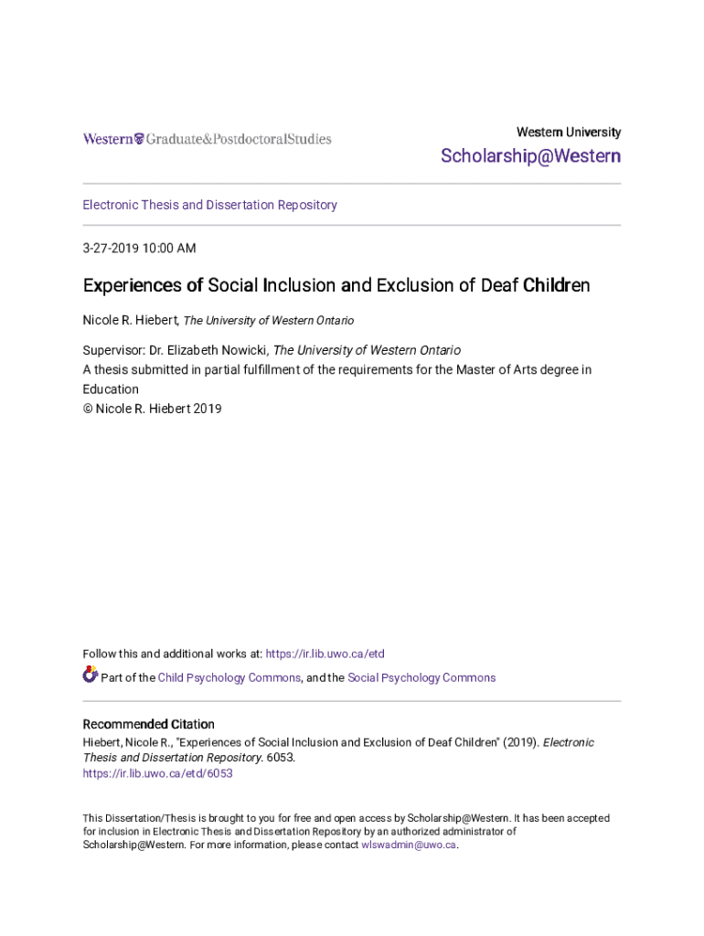 Fillable Online Experiences of Social Inclusion and Exclusion of Deaf ...