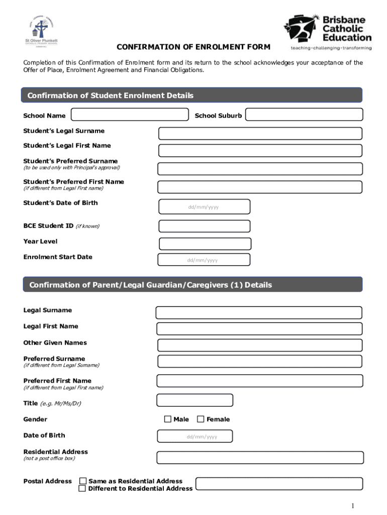 Fillable Online St Oliver Plunkett Catholic Primary School Cannon Hill Fax Email Print - pdfFiller
