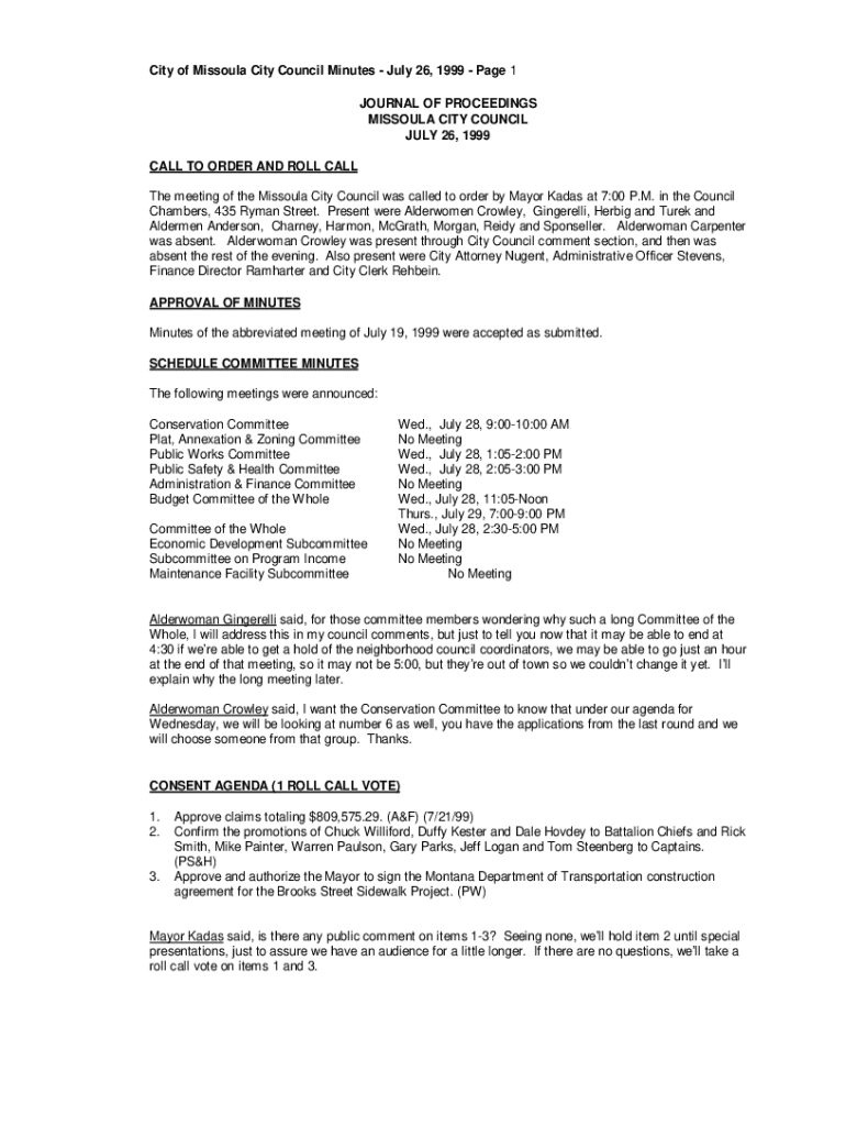 Fillable Online Aldermen Anderson, Charney, Harmon, McGrath, Morgan ...