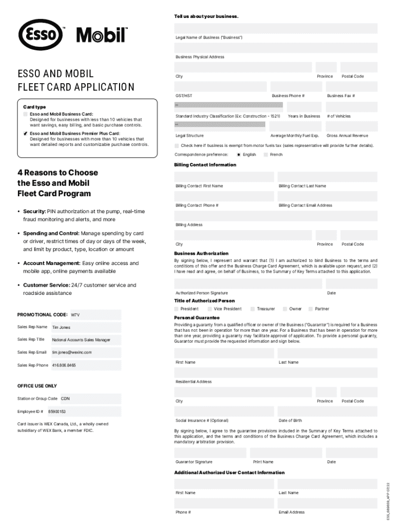 Fillable Online Exxon Mobil Fleet CardsManage Fuel Expenses Better Fax ...
