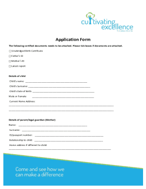Fillable Online Application Form for Cultivating Excellence Tutoring ...