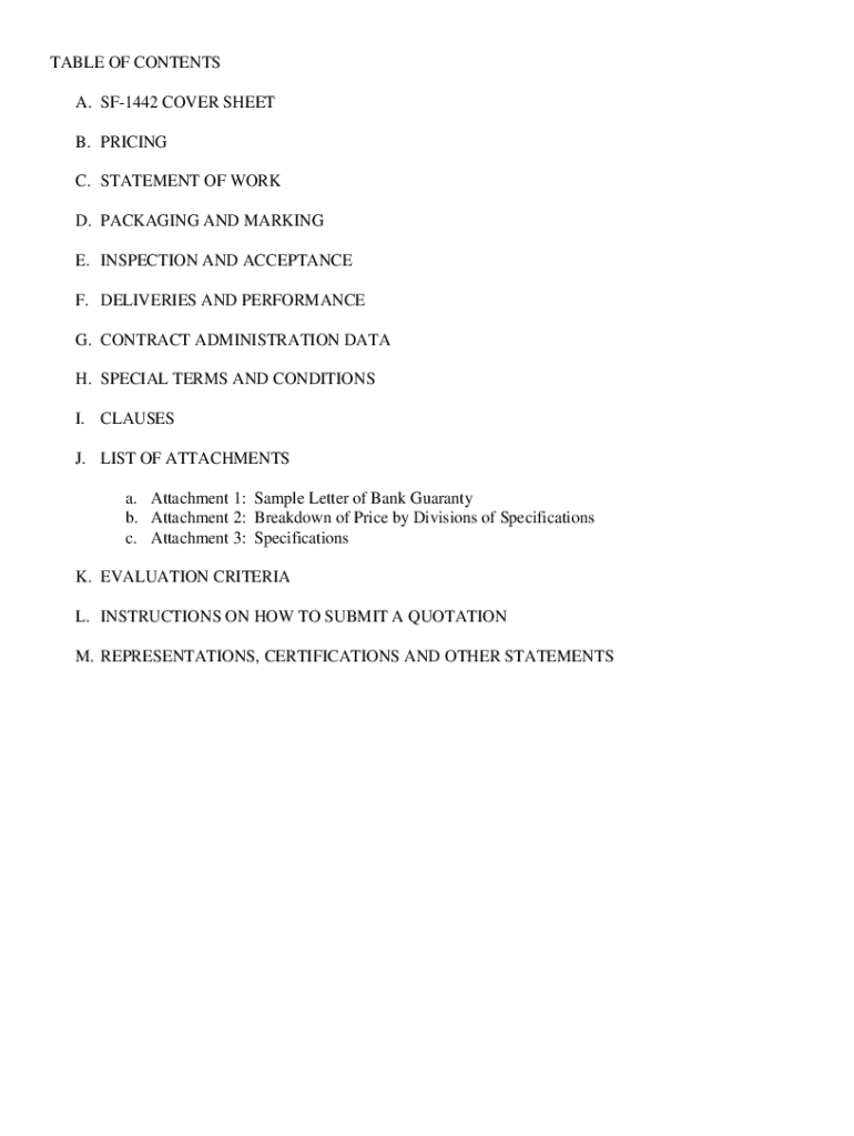 Fillable Online SECTION A - SF-1442 COVER SHEET Fax Email Print - pdfFiller