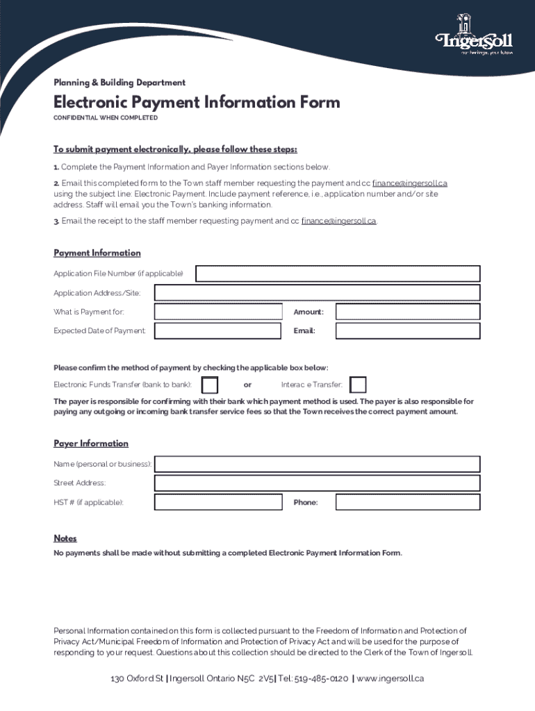 Fillable Online Electronic Payment Information Form - Planning ...