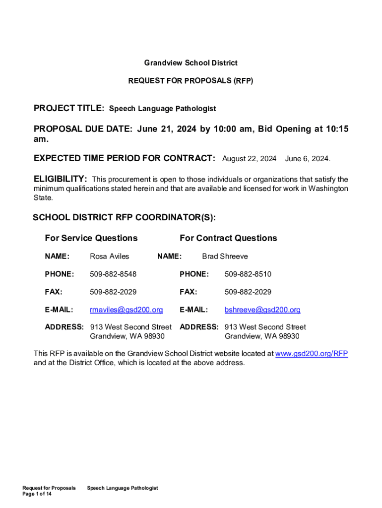 Fillable Online Speech Language Pathology - Grandview School District ...