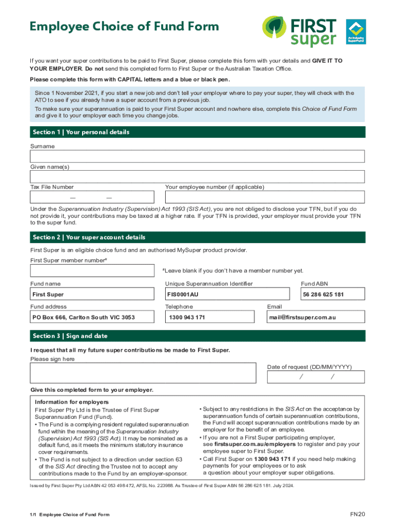 Fillable Online How to fill out a superannuation standard choice form ...
