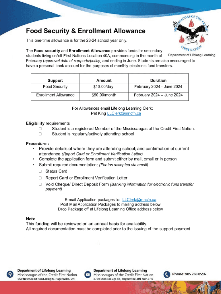 Fillable Online Food Security & Enrollment Allowance Fax Email Print ...