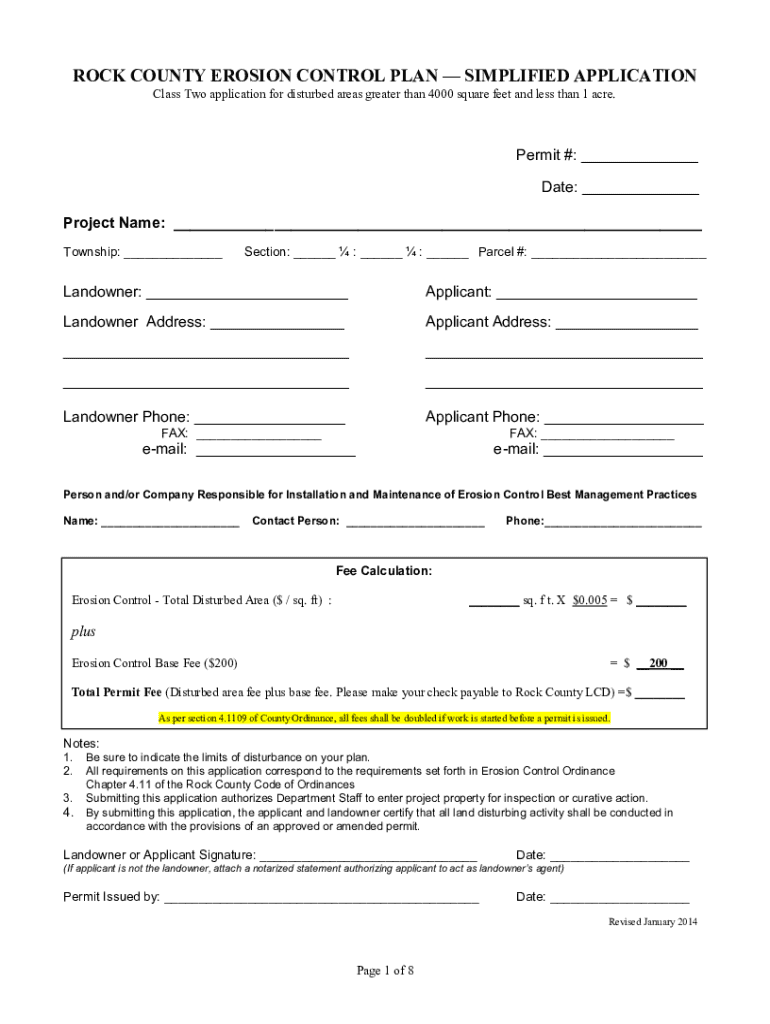 Fillable Online Simplified Application - Erosion Control Plan Fax Email ...