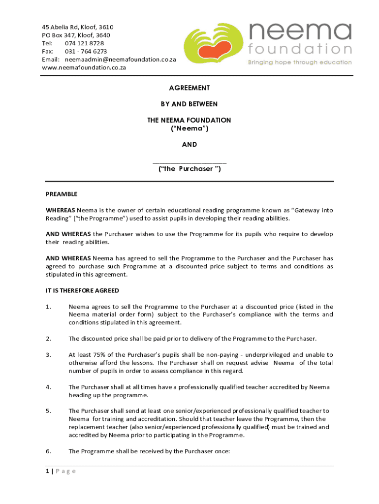 Fillable Online Neema FoundationBringing hope through education Fax ...